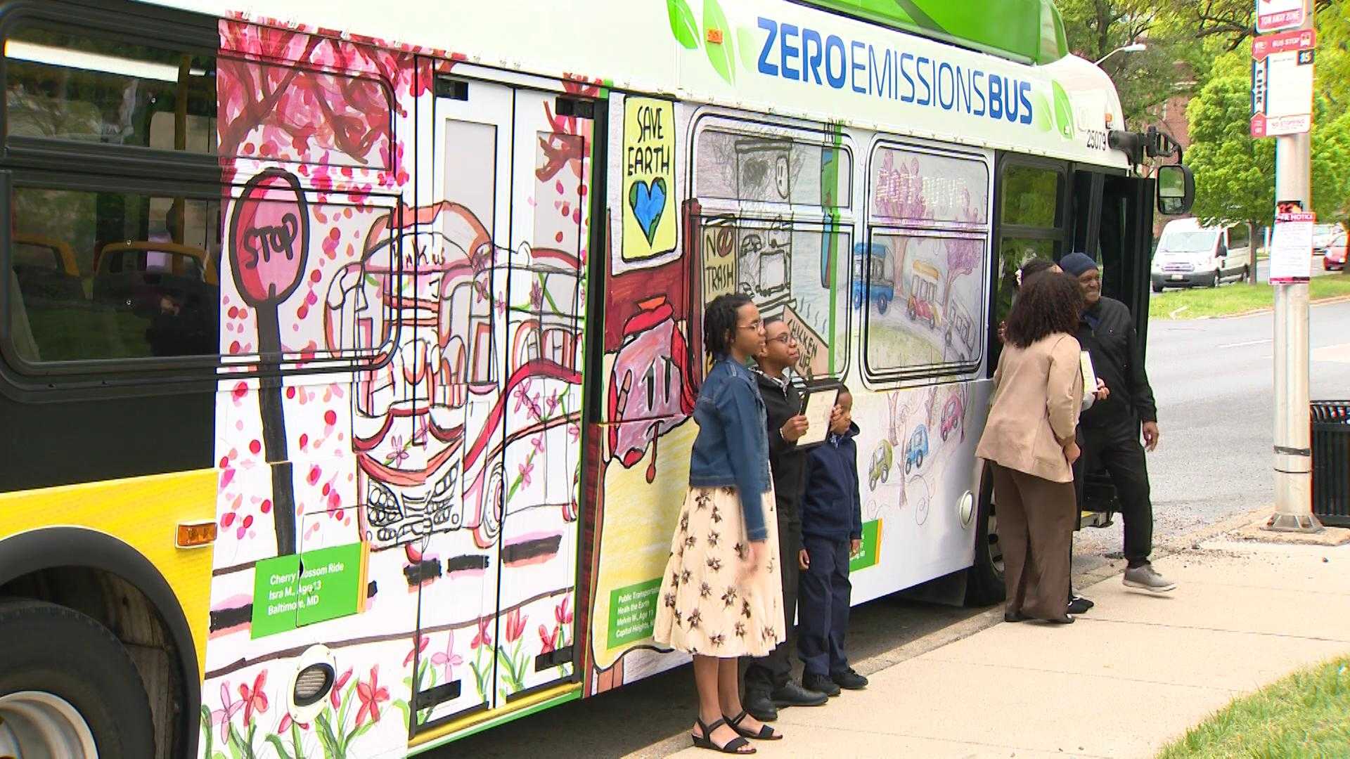 6 youths' Earth Day artwork adorns MTA zero-emission buses