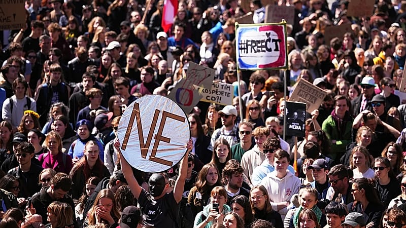 Czech students protest government plans to cut public media funding