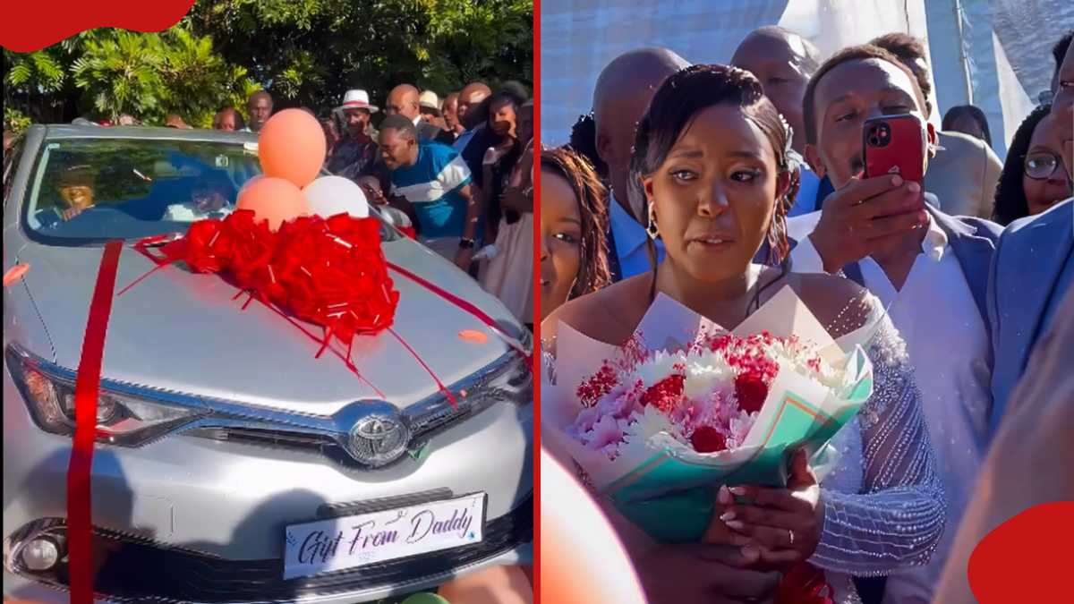 Bride emotional after loving dad surprises with her swanky Toyota car ...