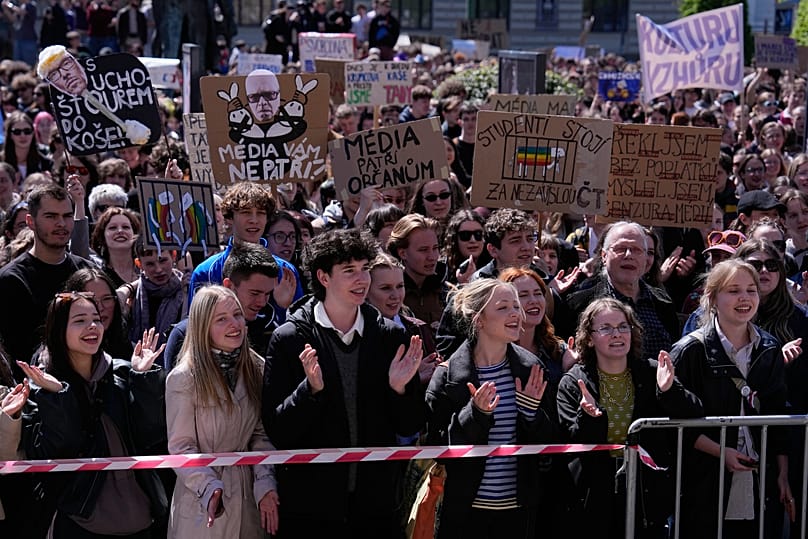 Czech students protest government plans to cut public media funding