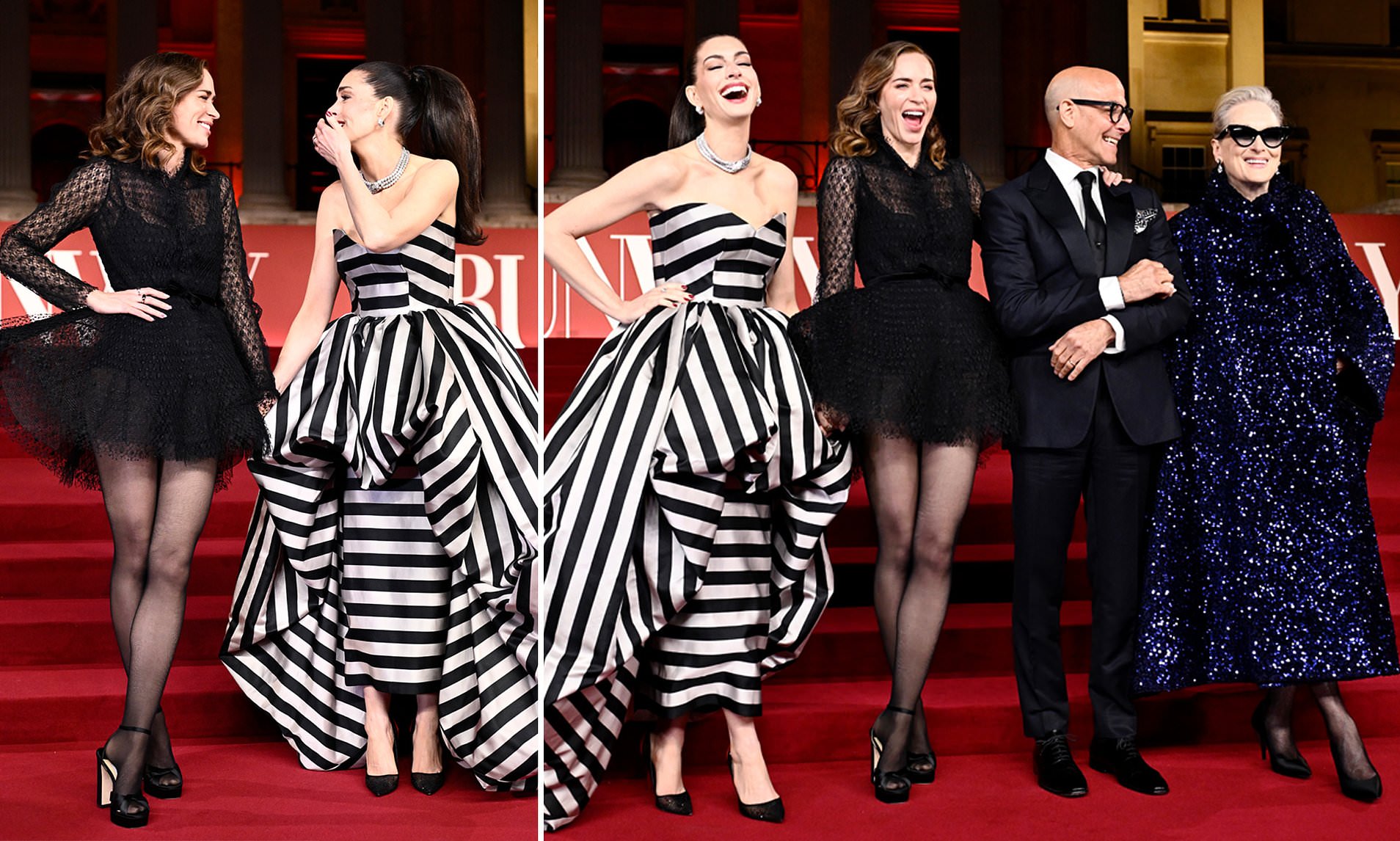 Anne Hathaway and Emily Blunt giggle on the red carpet at the Devil ...