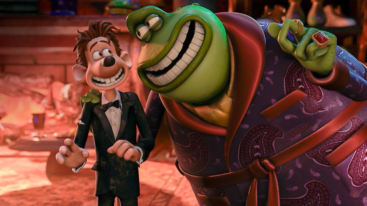 Roddy meets Le Frog Flushed Away (Hugh Jackman, Jean Reno)