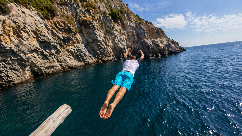 Italy cliff jump highlights high risk moment