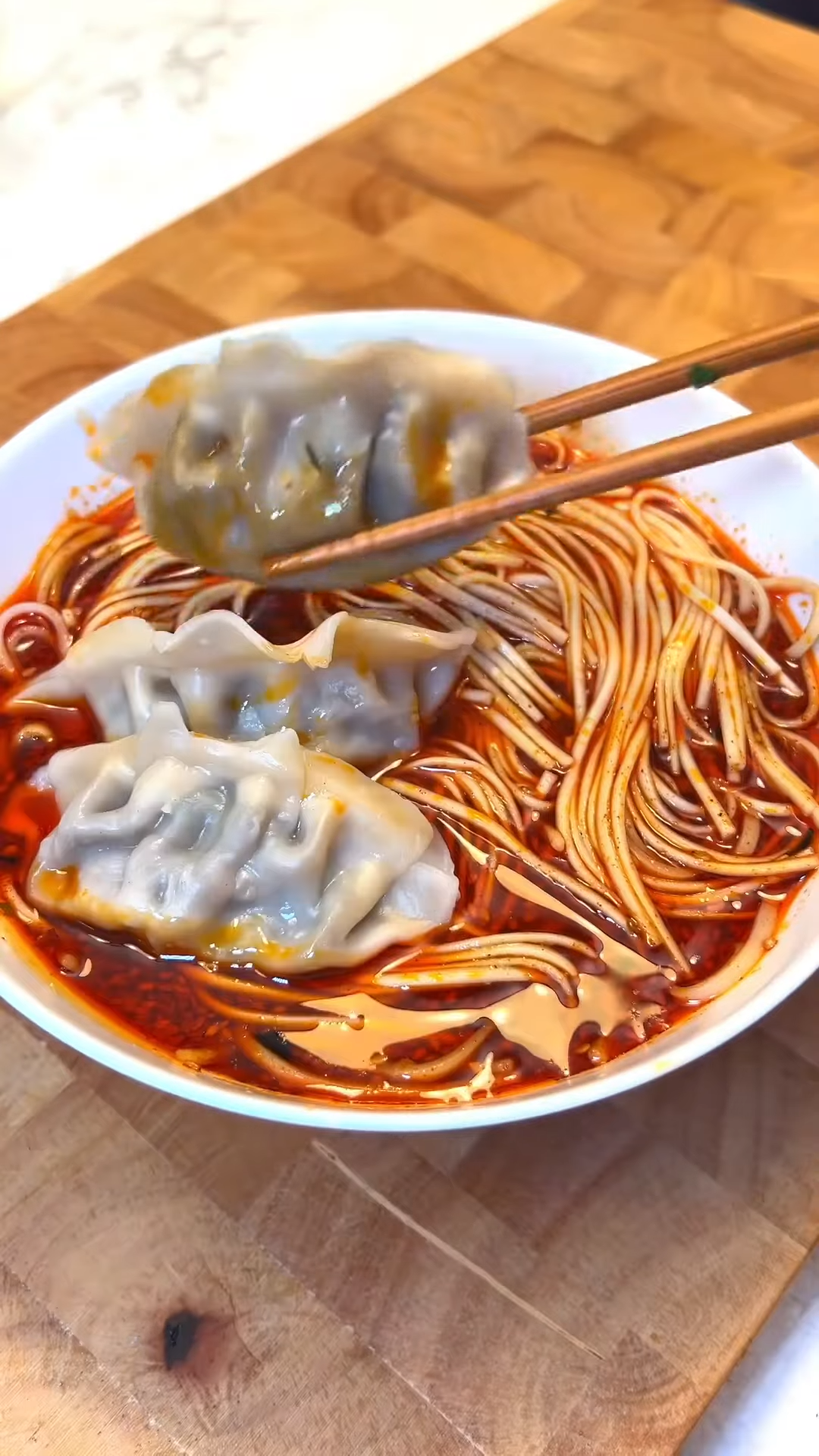 Mouthwatering spicy gyoza soup in minutes