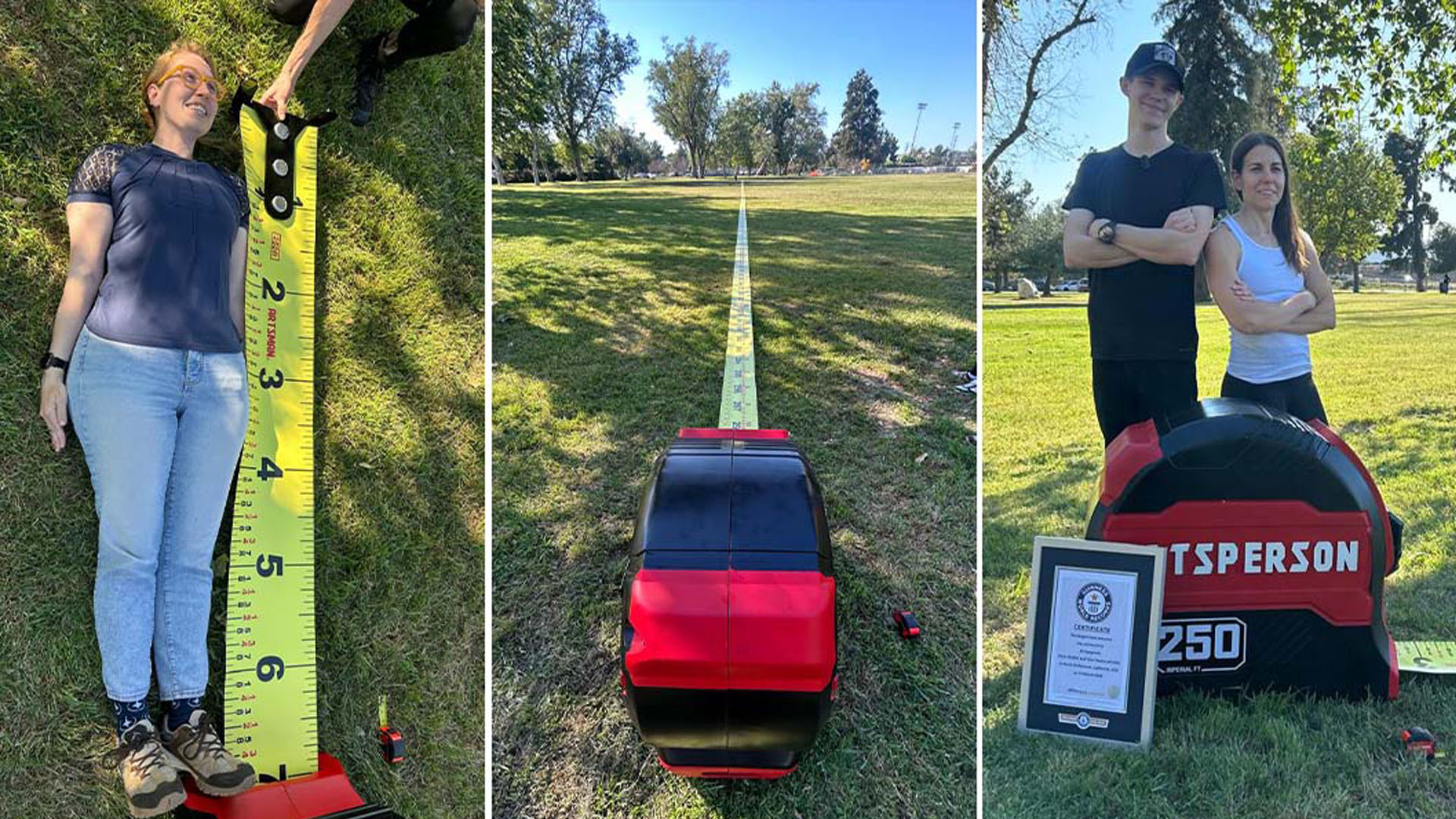 Social media star creates world's largest tape measure at 10 times ...