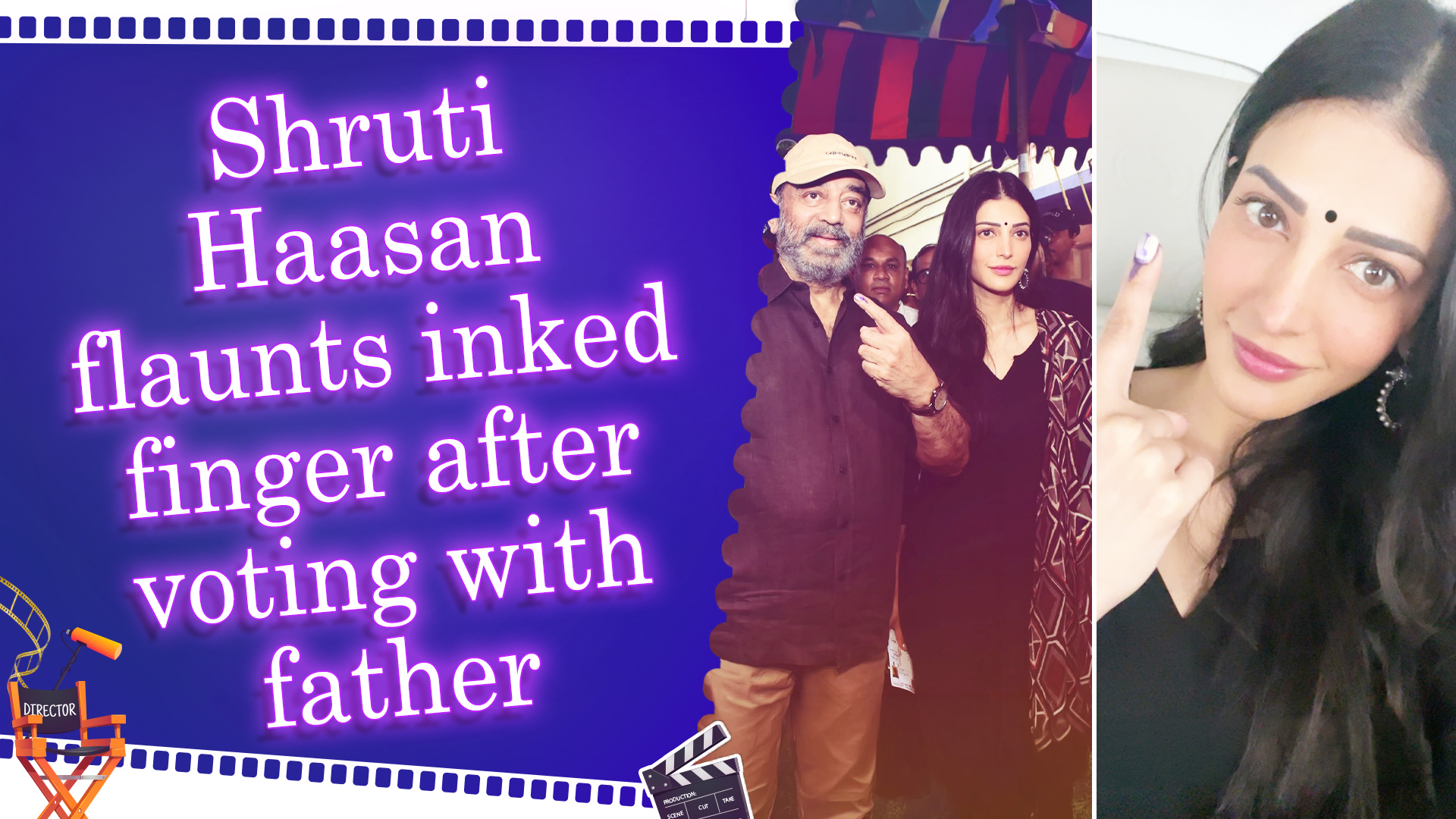 Kamal Haasan and daughter Shruti Haasan cast their votes in Tamil Nadu ...