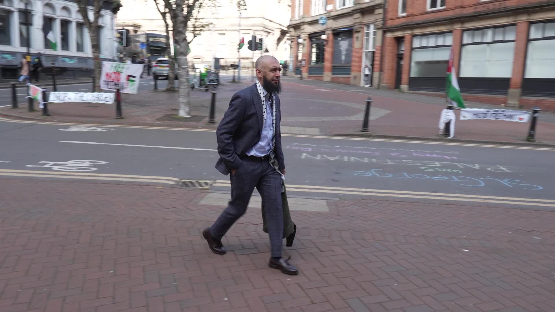 Alleged Hamas supporter Majid Novsarka arrives at Birmingham Crown Court