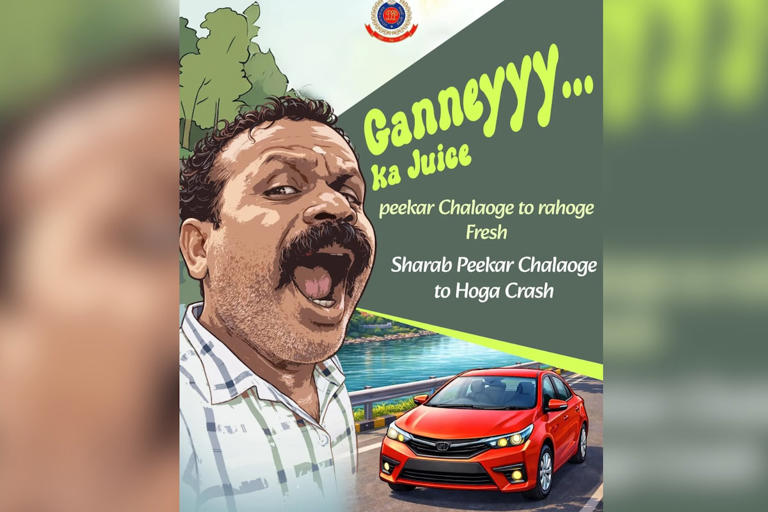 Delhi Police Warns Drivers Against Drunk Driving Using Viral Gange Meme