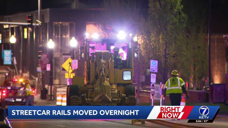 Omaha streetcar rails move into Midtown early Thursday