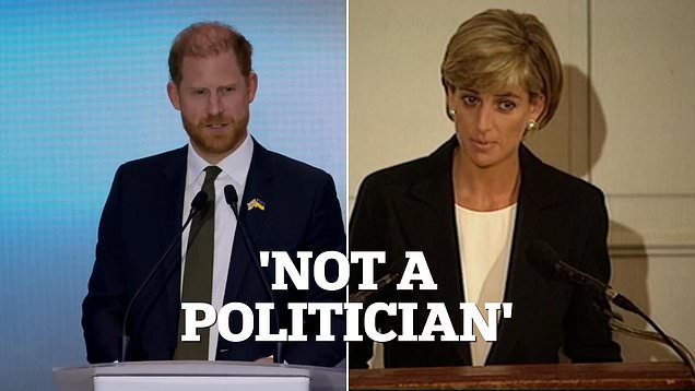 Prince Harry echoes Diana's words in speech at Ukraine conference