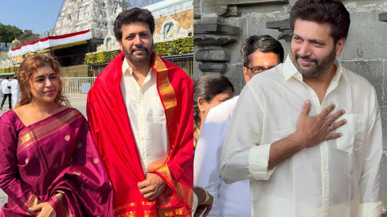 Ravi Mohan, Keneeshaa visit Tirupati on 2026 Tamil Nadu election day ...