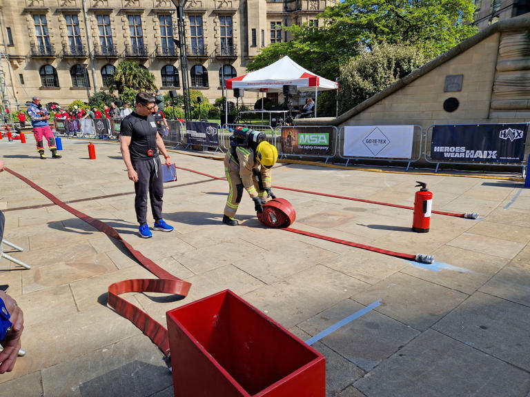 Pictures: Gladiators' star Bronte battles it out in firefighters ...