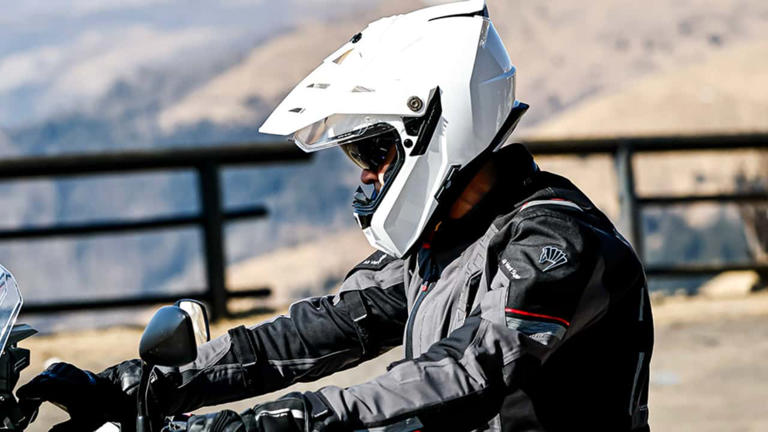 This new adventure motorcycle helmet is essentially two helmets in one