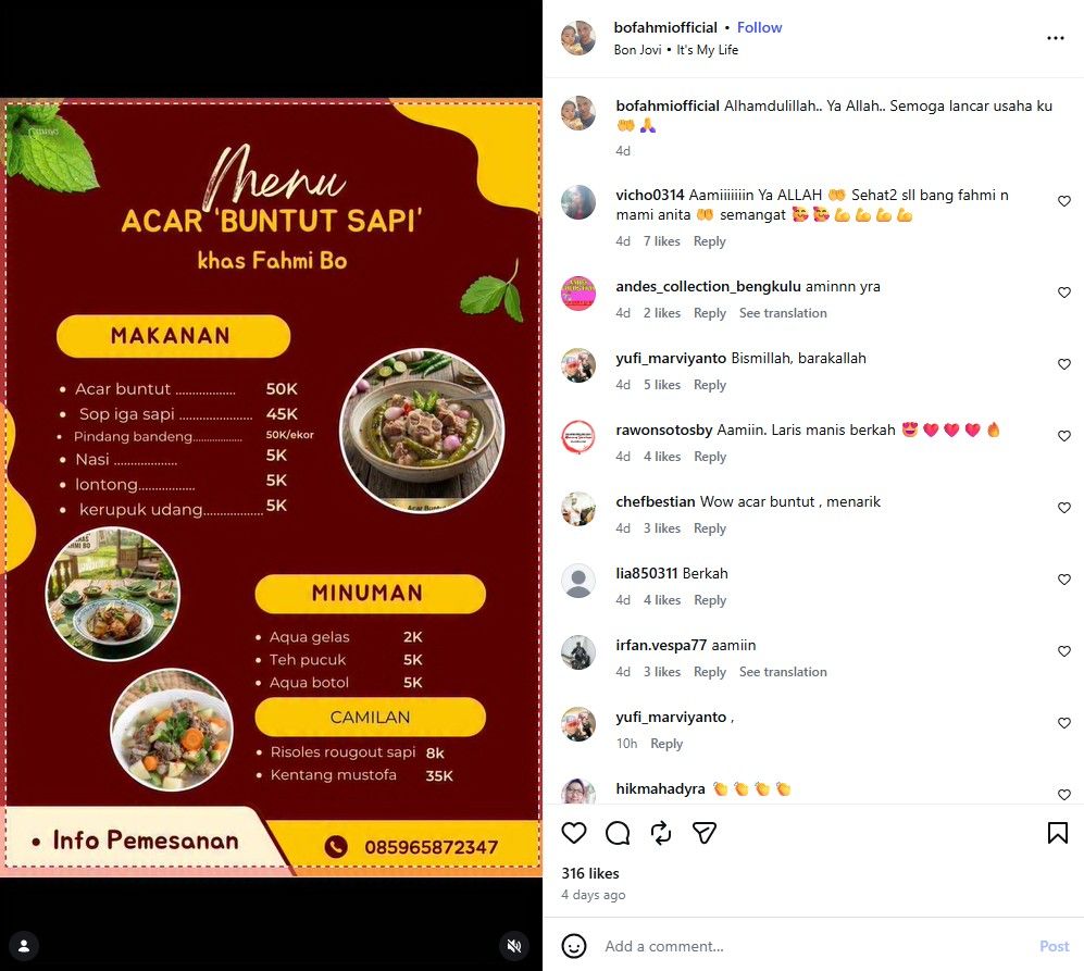 Fahmi Bo kini buka warung makan di teras rumah, Raffi Ahmad ungkap ...