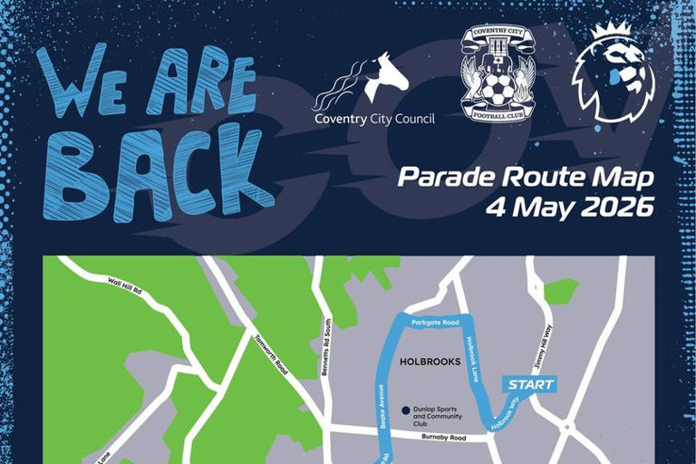Route of open top bus parade to celebrate Coventry City promotion confirmed