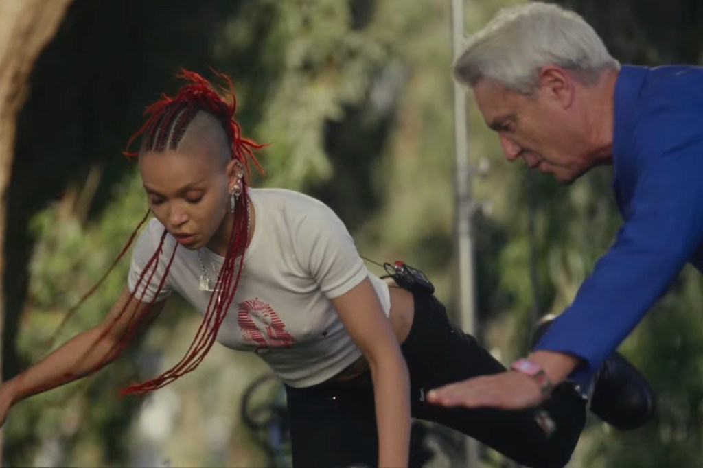 David Byrne teaches FKA Twigs his dance moves in Coachella interview