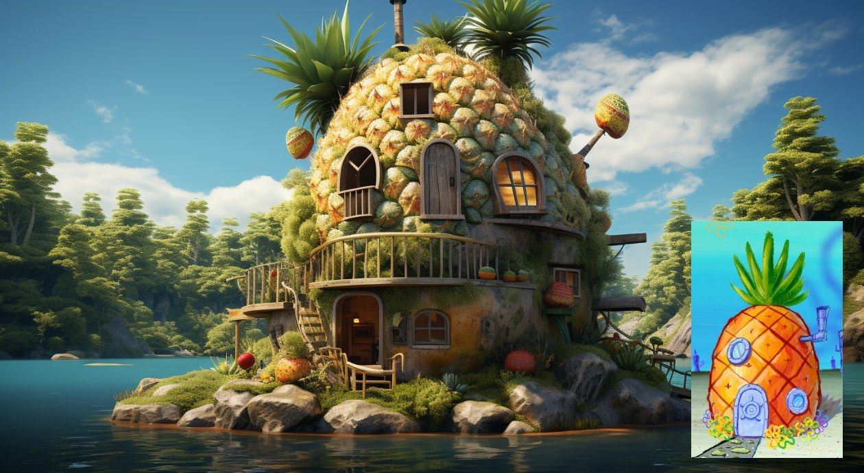 Cartoon houses reimagined as real buildings