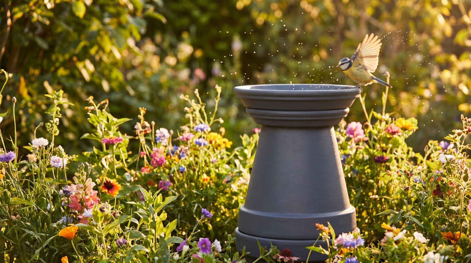 That stack of old plastic pots can become a clever yard feature