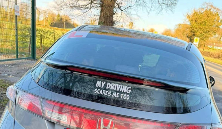 Bumper sticker tempts fate as unaccompanied learner driver arrested
