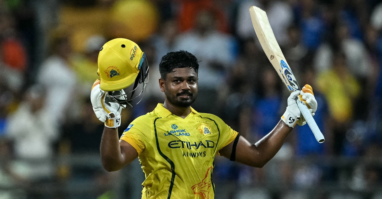Sanju Samson hits last-ball boundary for fifth IPL century