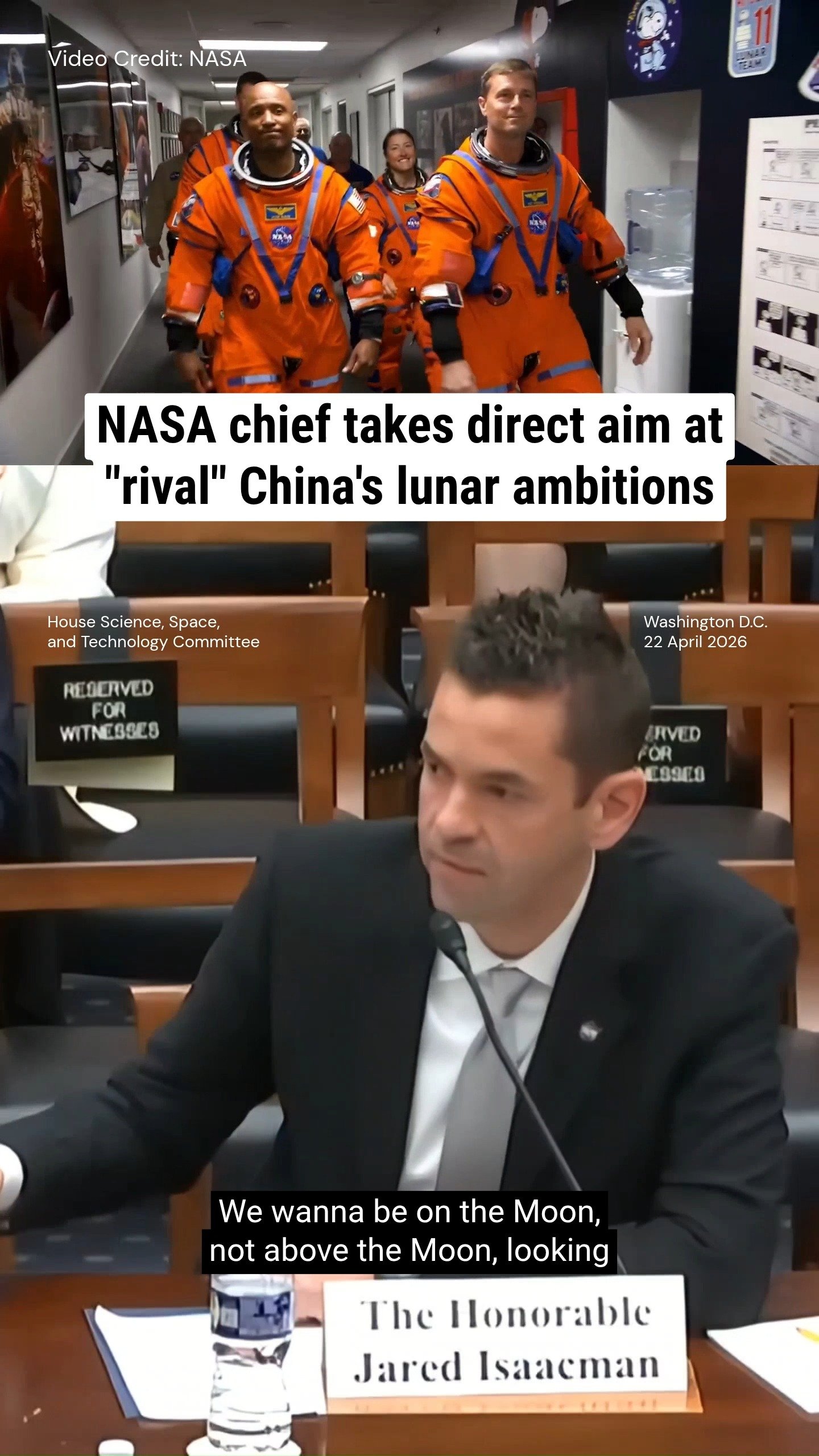 NASA chief takes direct aim at "rival" China's lunar ambitions