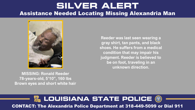 Silver Alert: Alexandria man, 78, went missing after leaving hospital
