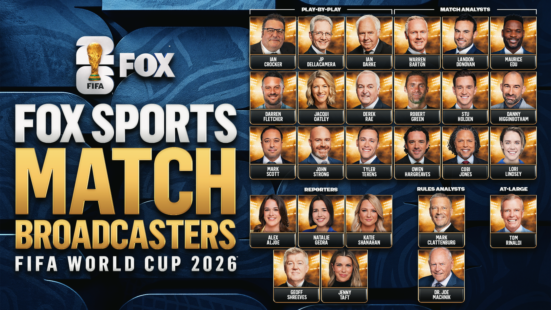 FOX Sports announces 2026 FIFA World Cup match commentators and reporters