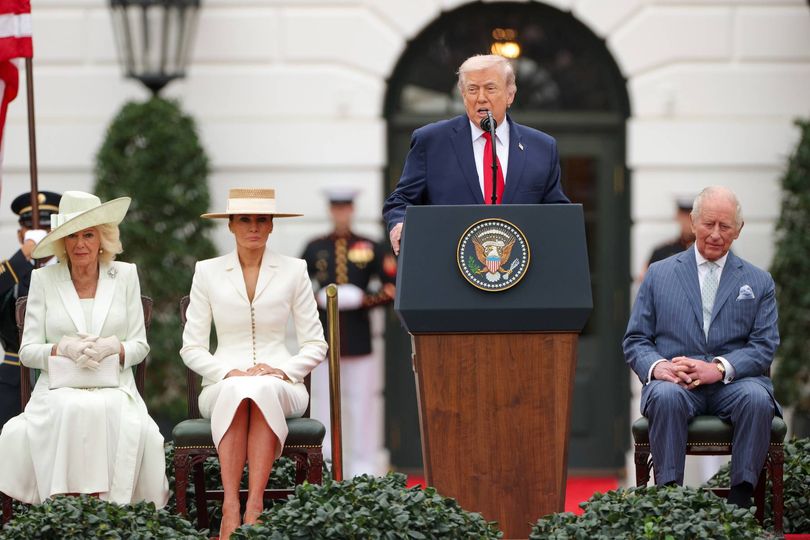 Donald Trump parades King Charles and Queen Camilla past gaudy ...