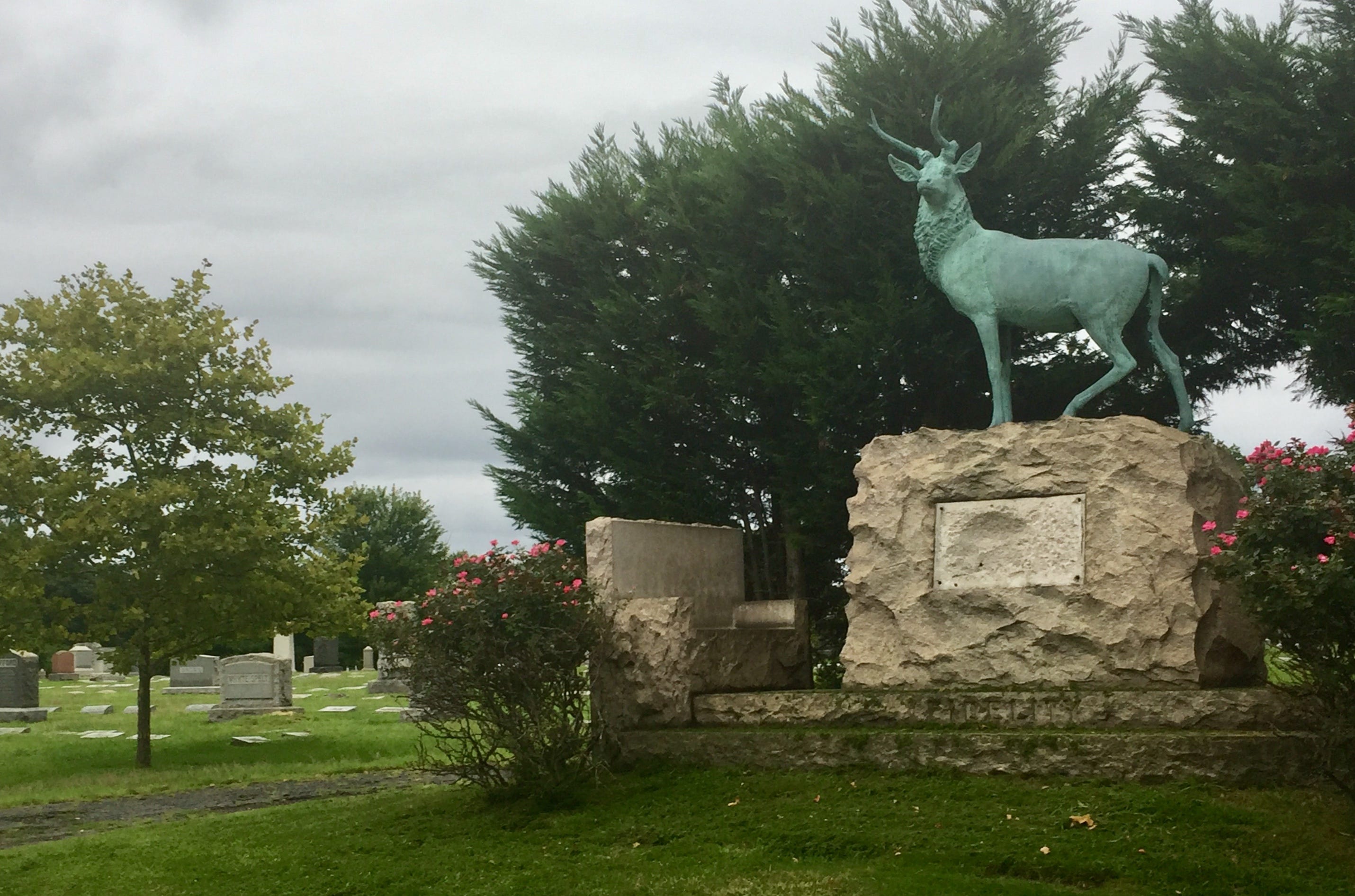 Parts of elk statue stolen from Harleigh Cemetery in Camden