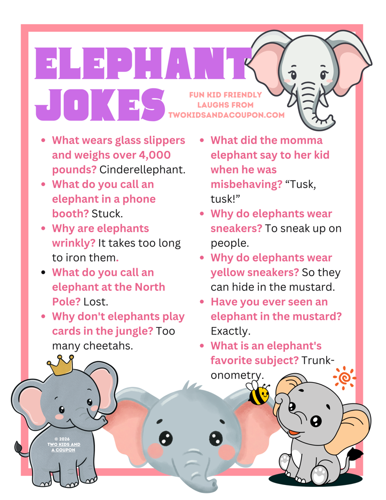 These excellent elephant jokes are trunk-loads of fun
