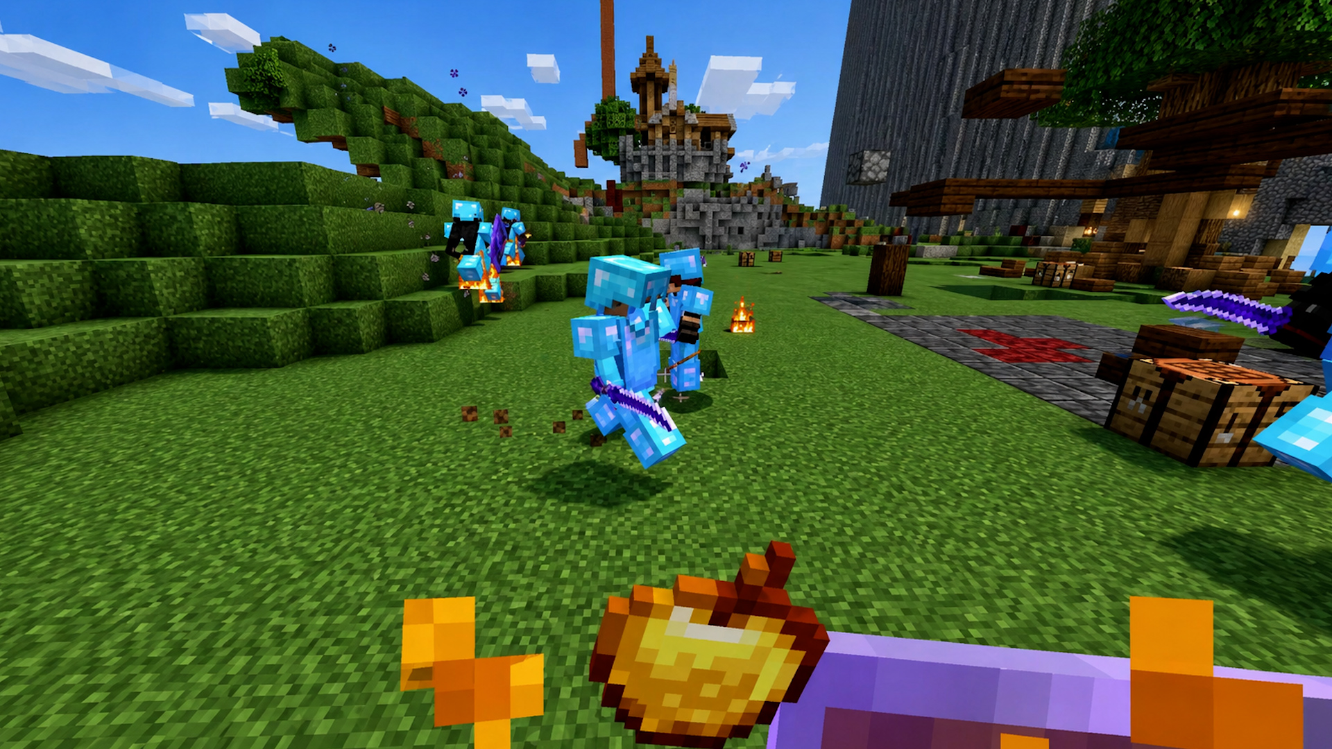 How do Minecraft players prepare for large scale battles?