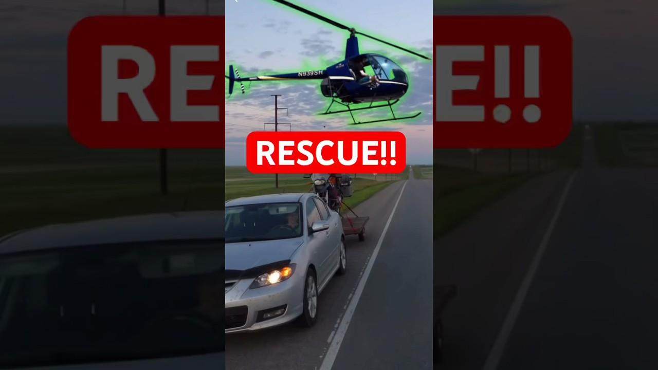 Picking up a stranded person in a helicopter!