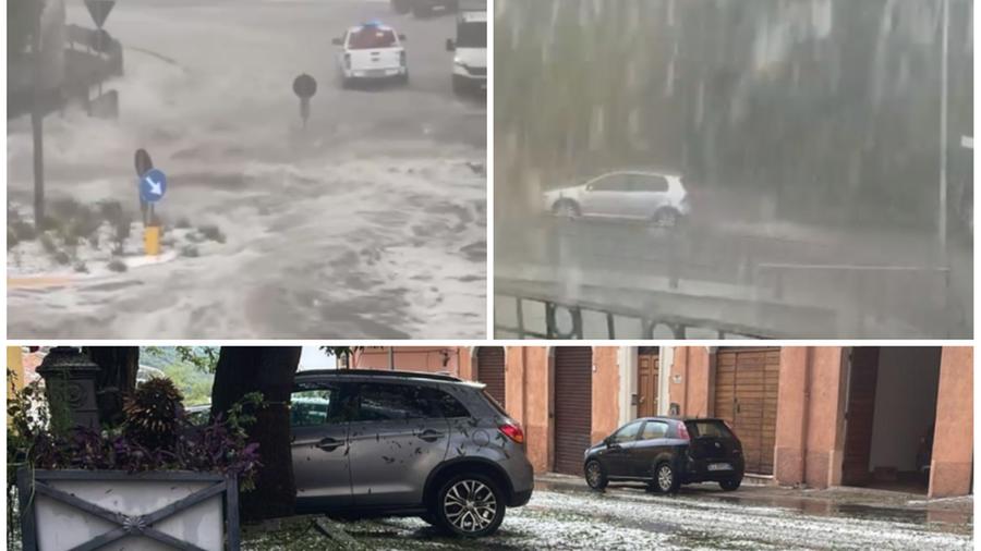 Bomba d’acqua a Ozieri: grandine, pioggia e strade allagate
