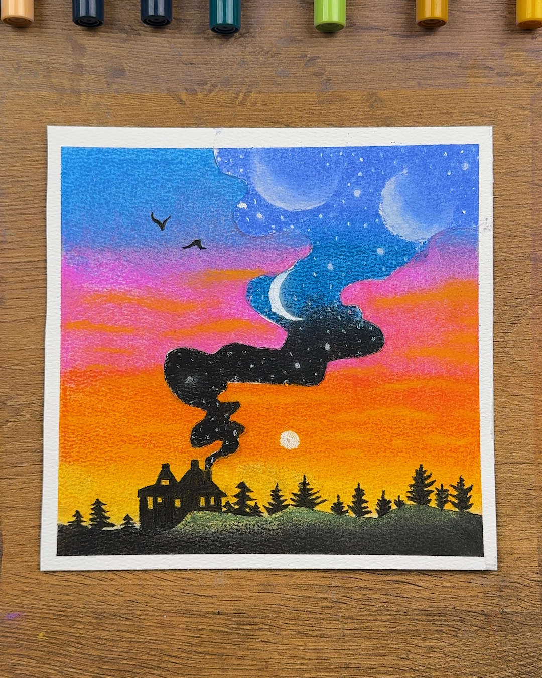 Van Gogh would approve this starry night painting technique 🌌🖌️