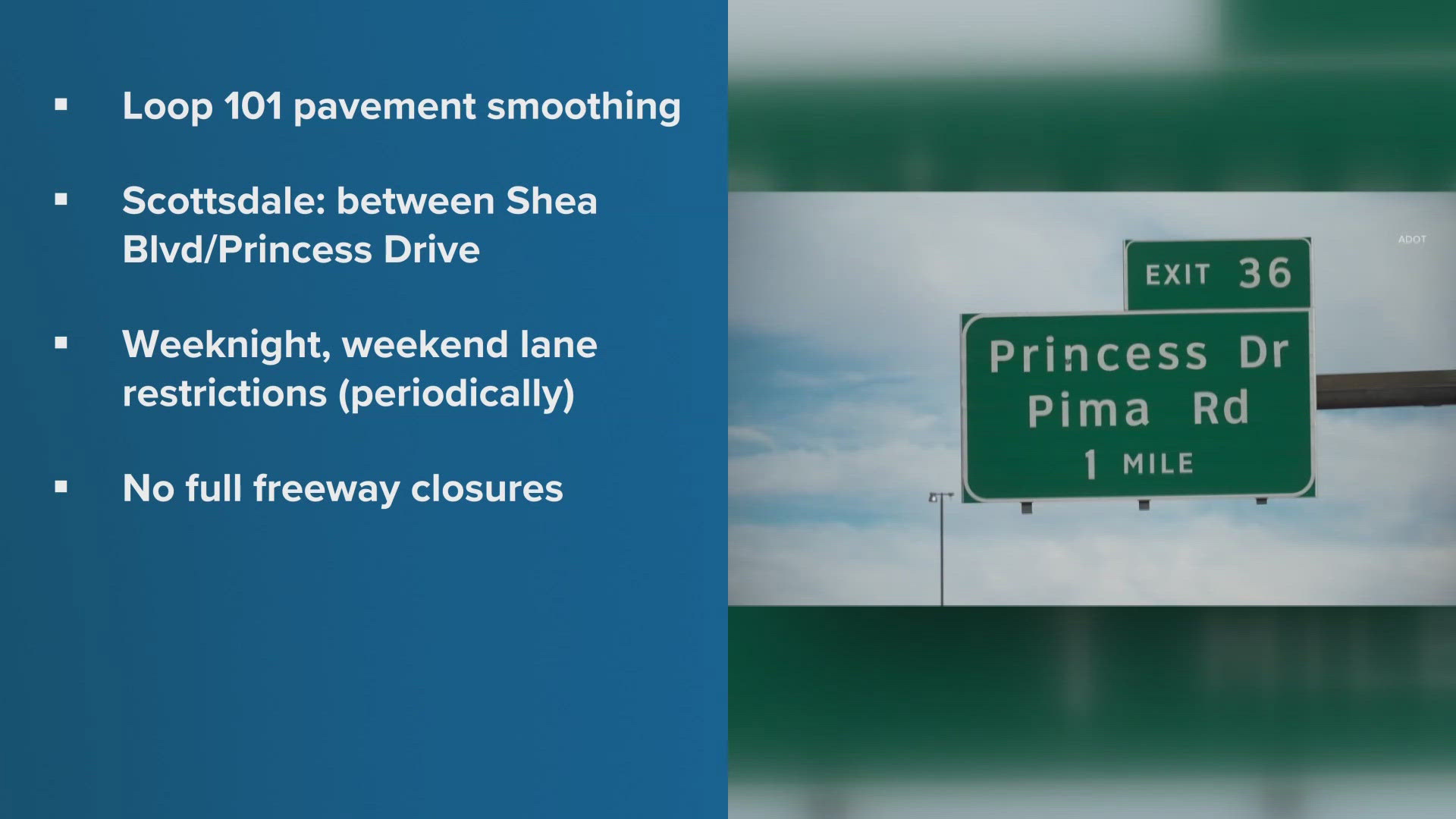 Loop 101 lane restrictions start Wednesday in north Scottsdale