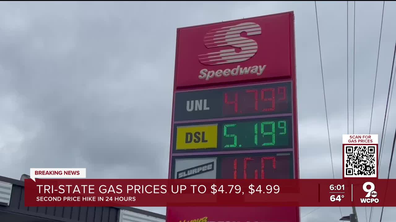 Gas prices soar once again to nearly $5 in Cincinnati area