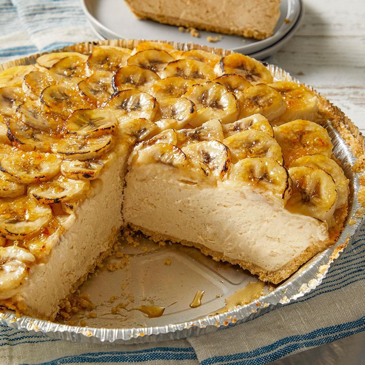 Bruleed banana peanut butter pie
