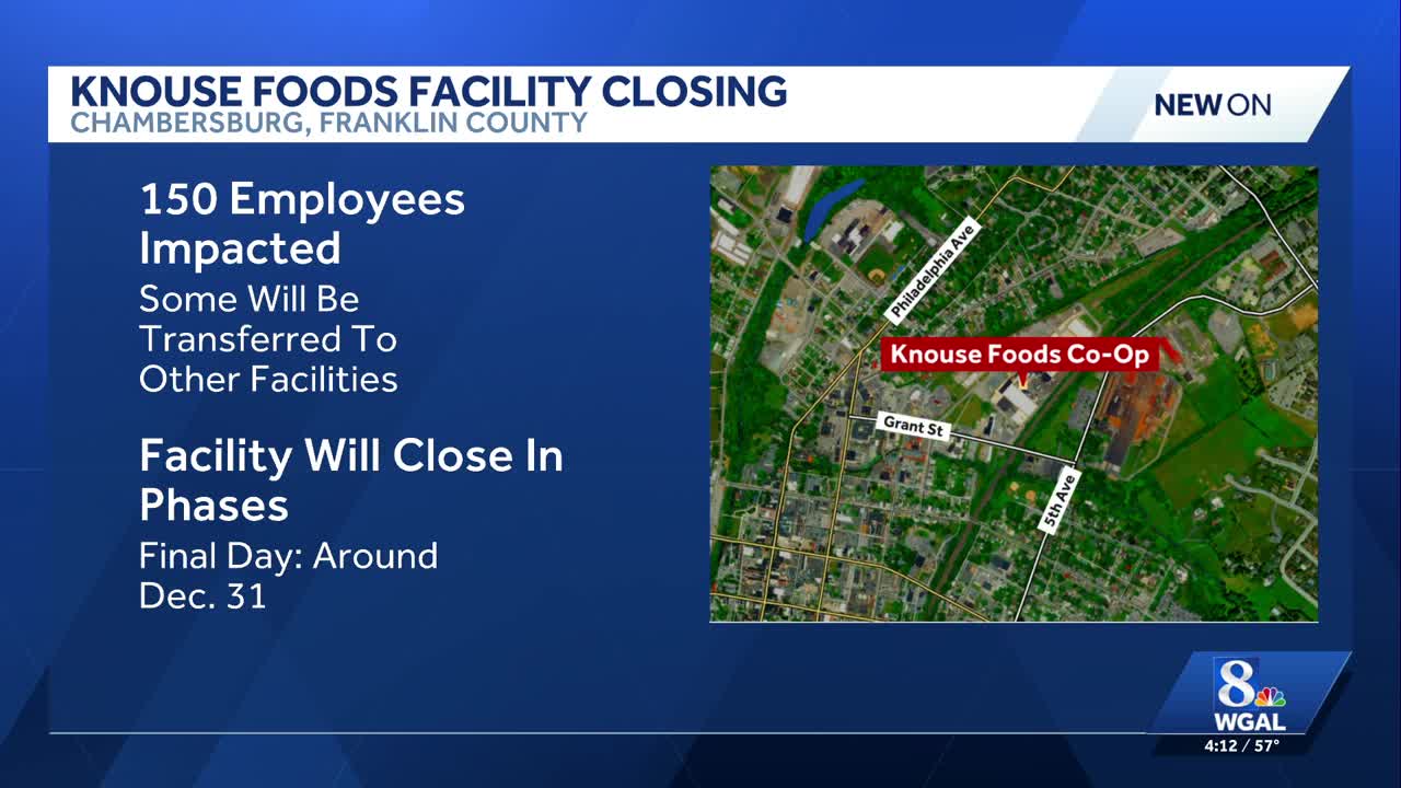 Knouse Foods to close Chambersburg plant by year's end