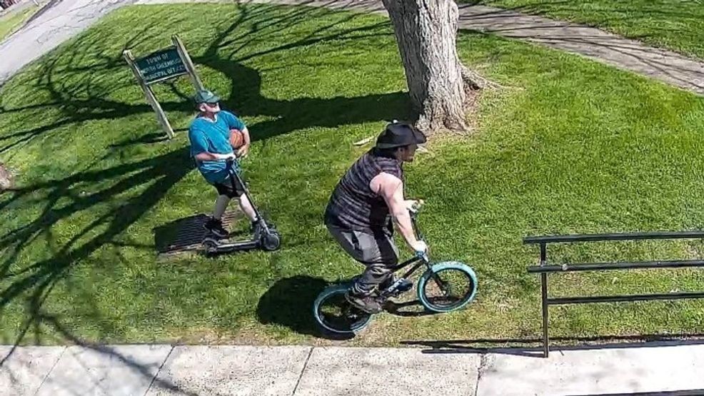 Two adult men accused of scraping giant phallus with scooter wheel