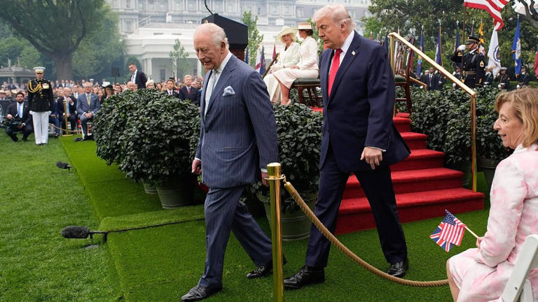 Donald Trump's cankles on full display during meeting with King Charles