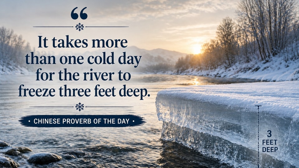 Chinese proverb of the day: 'It takes more than one cold day'; meaning ...