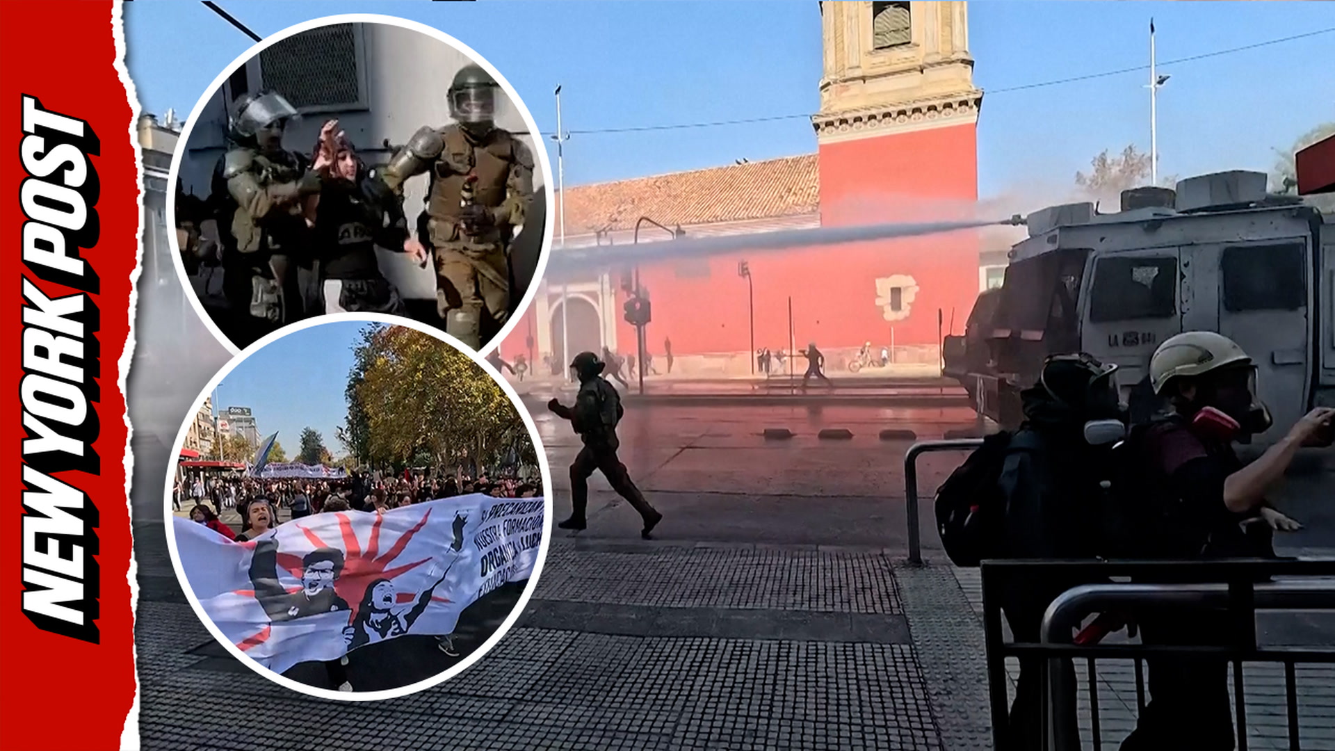 CHAOS Ensues as Chilean Students Doused by Water Canons During Mass ...