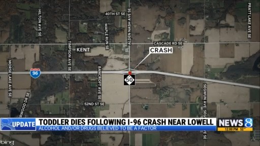 MSP: Toddler killed in single-car crash on I-96 near Lowell