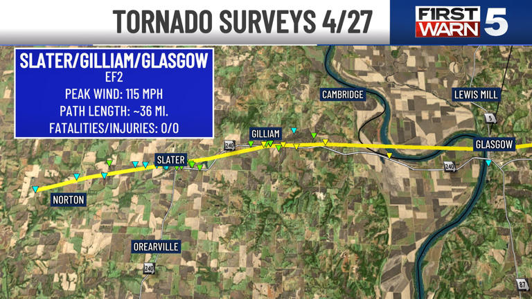 NWS confirms EF1 tornado caused damage near Tonganoxie