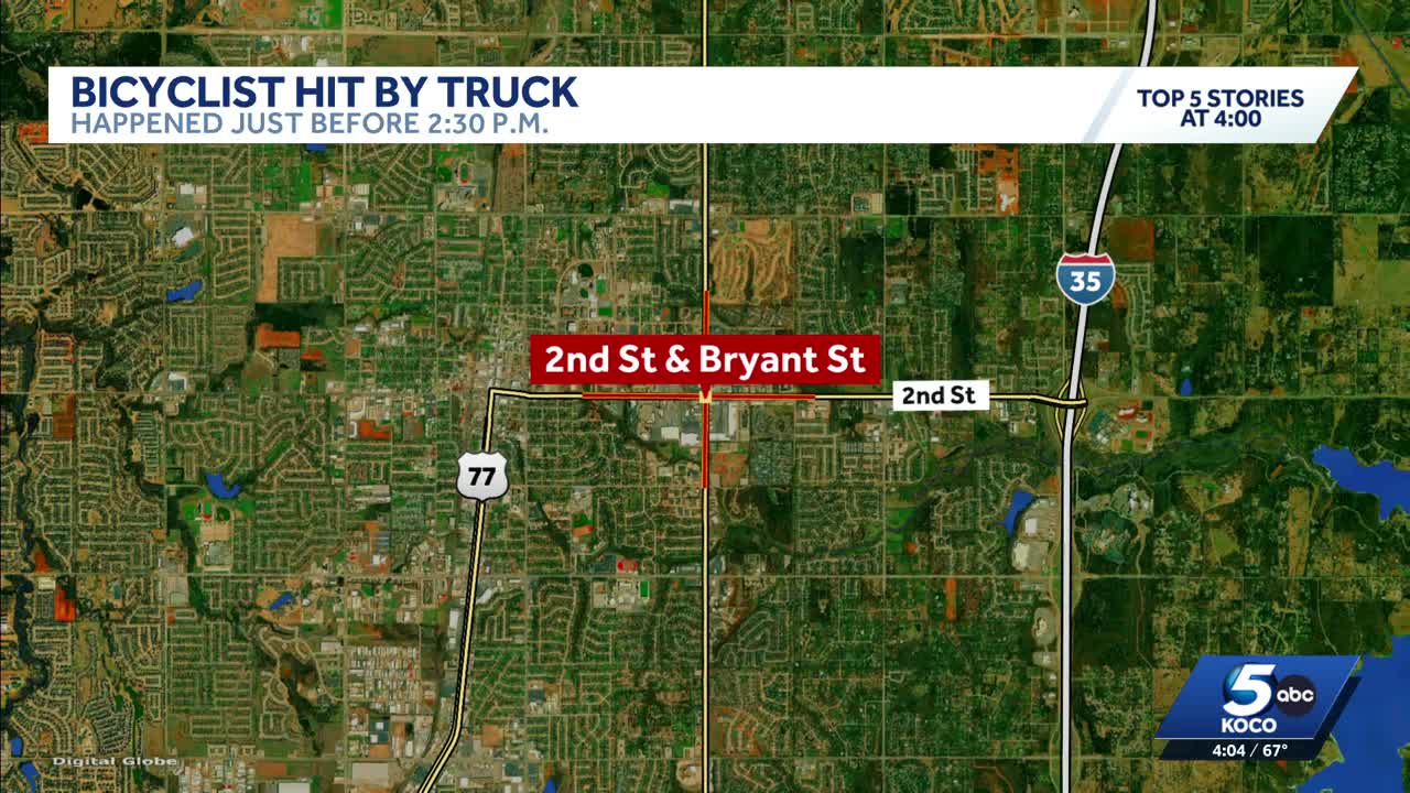 Bicyclist taken to hospital after crash involving truck in Edmond