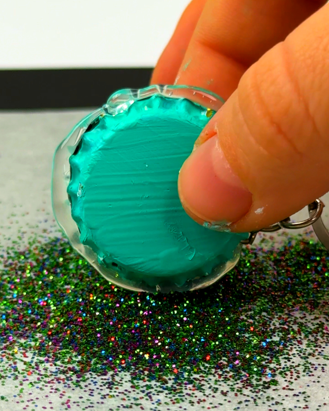 Transform bottle caps into unique key chains