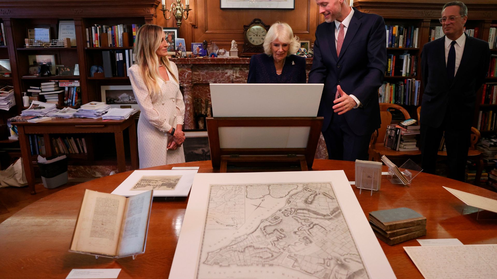 Queen Camilla visits New York Public Library joined by Sarah Jessica ...