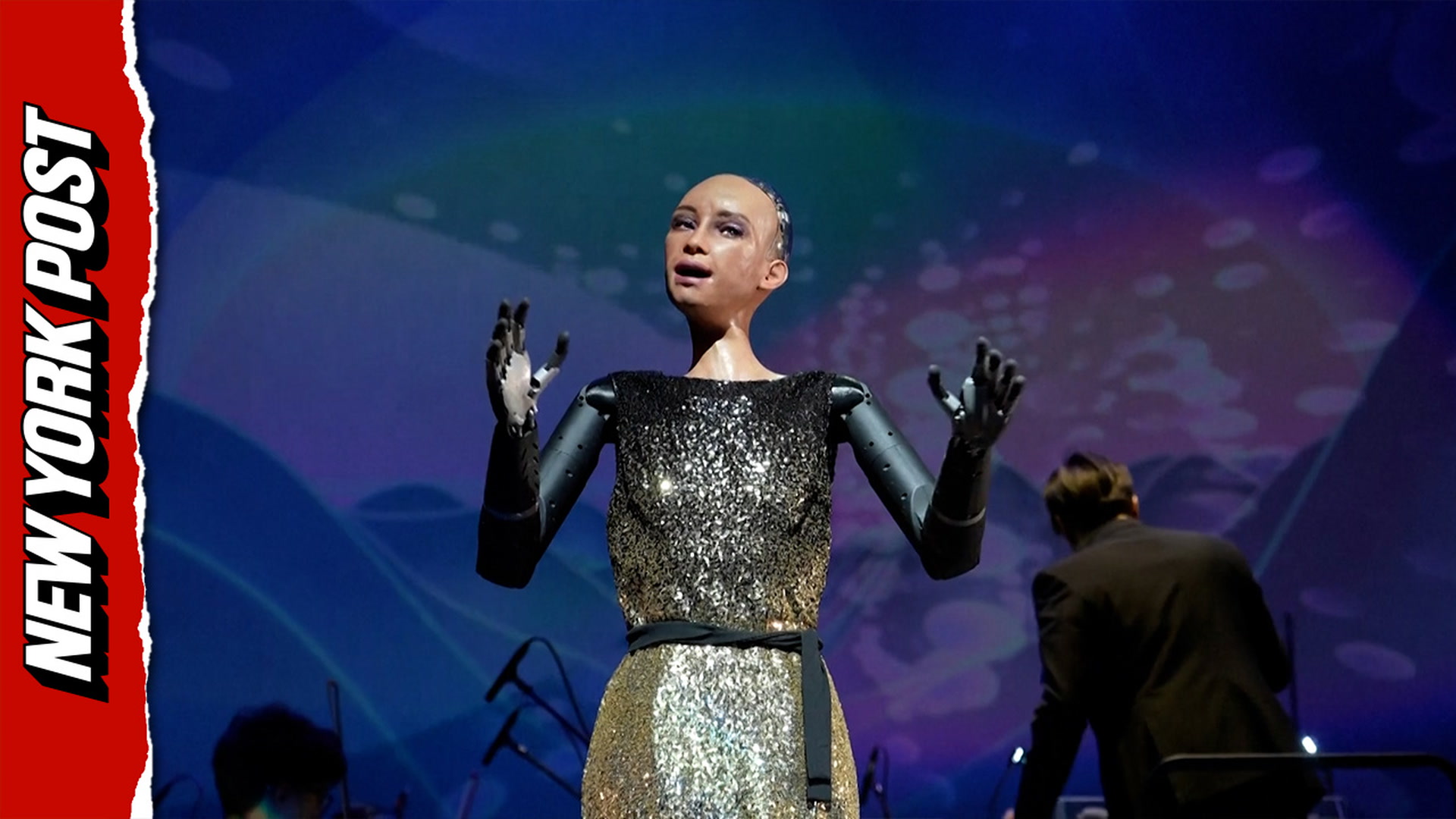 Humanoid robot Sophia takes center stage with orchestra in Hong Kong