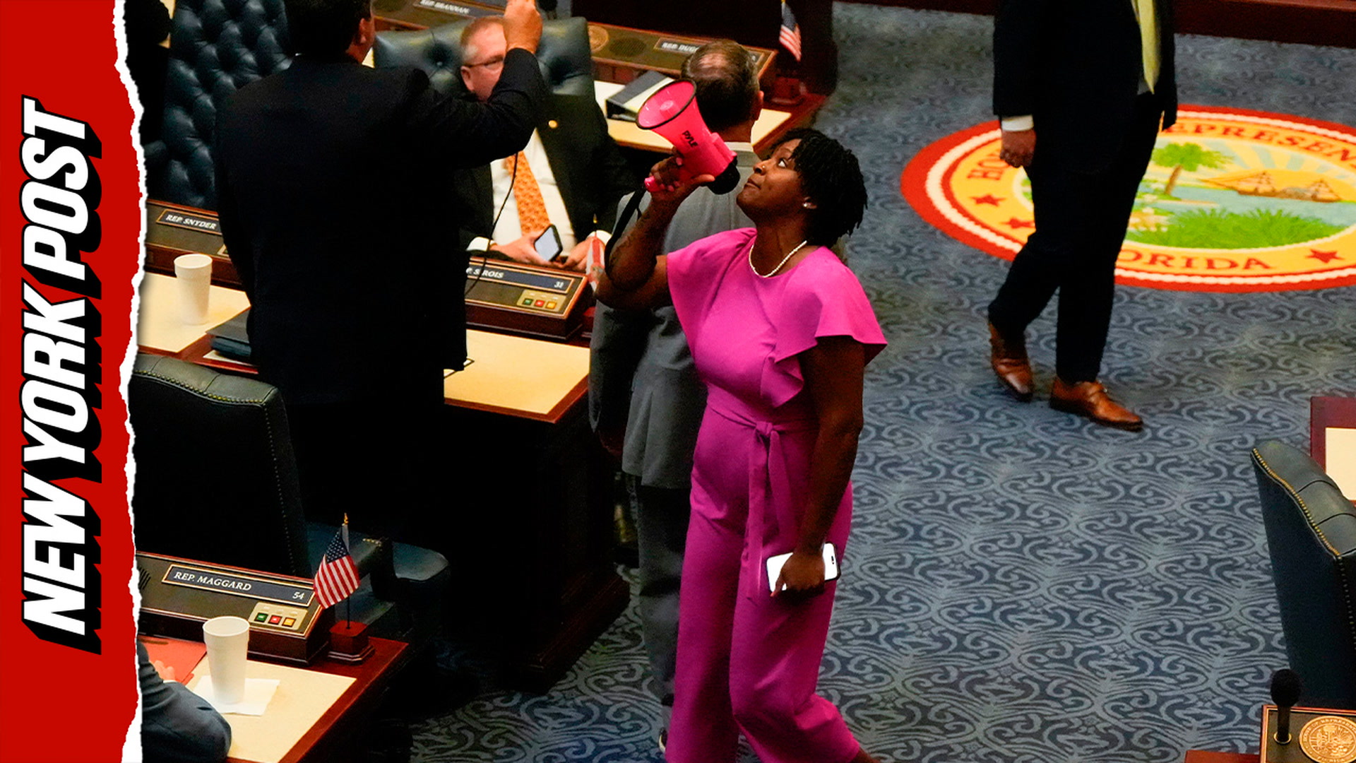 Florida lawmaker blasts bullhorn in fiery redistricting protest