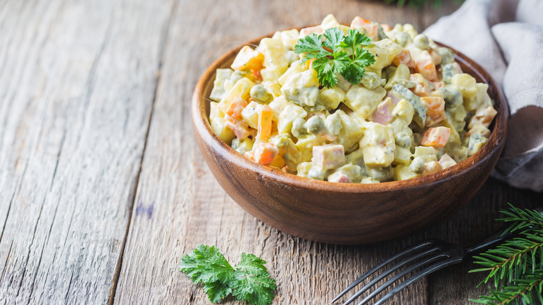 What makes Russian potato salad unique?